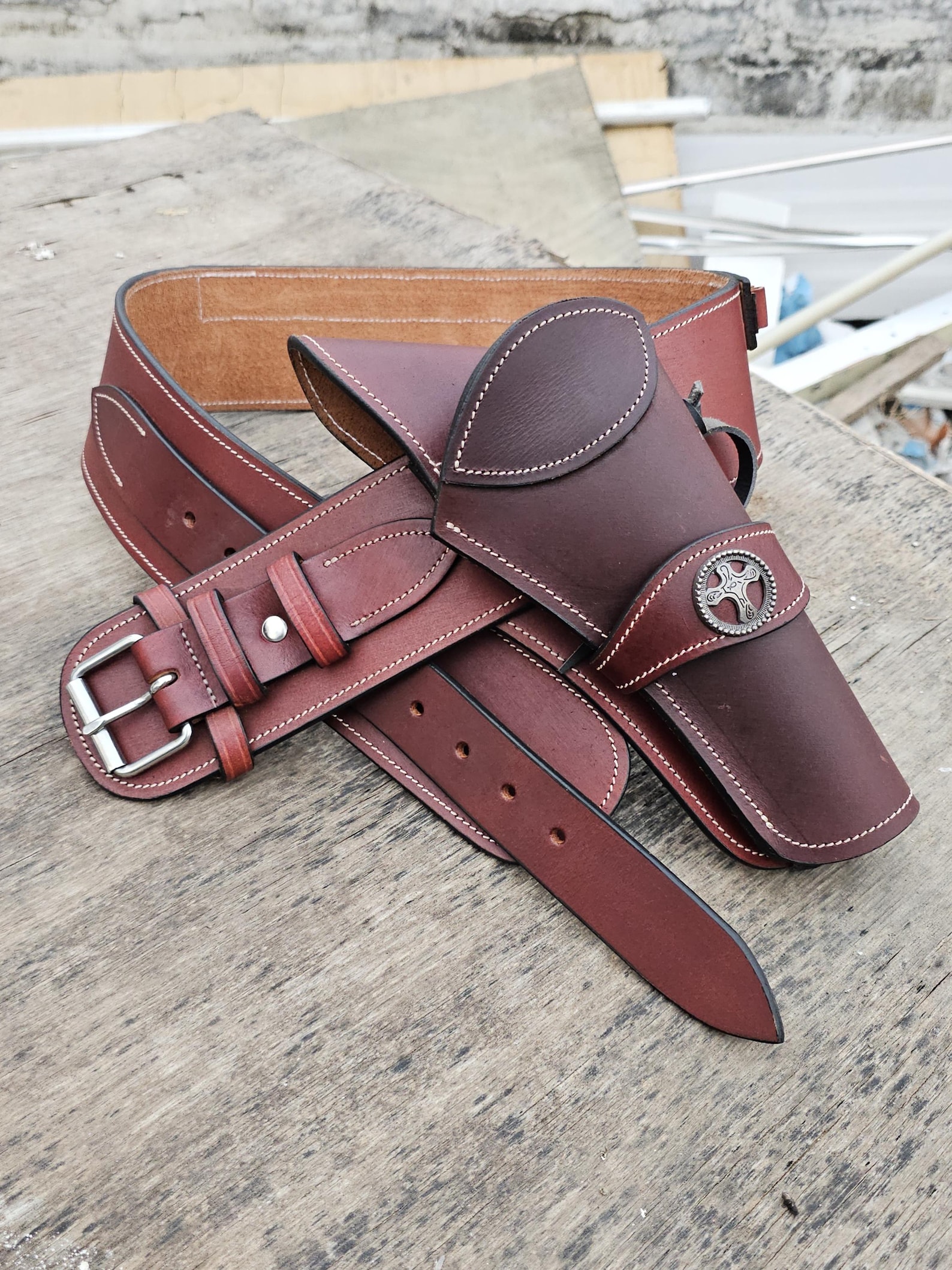 Western Cross Draw Gun Holster With Belt – Full-grain Leather – Fits 4 ...