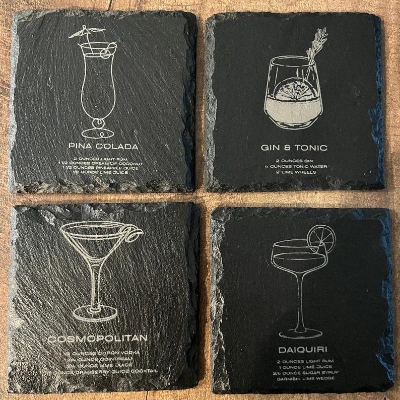 Slate Coaster, Rock, 4x4 Inches, Custom, Laser Engraved, Personalized ...