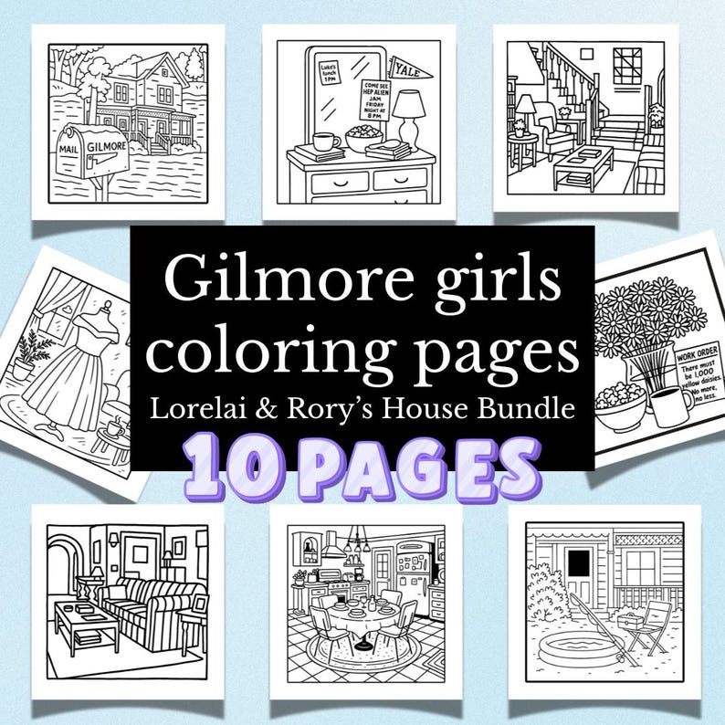 Gilmore Girls Inspired Coloring Book Pages, Gilmore House Pages, Stars ...