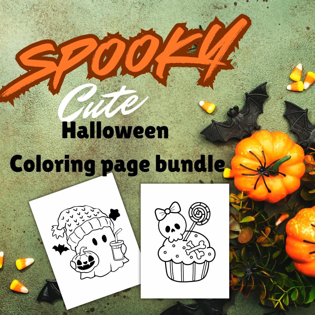 Spooky Cute Halloween Coloring Pages | Candy, Ghost, Cat, Pumpkin ...