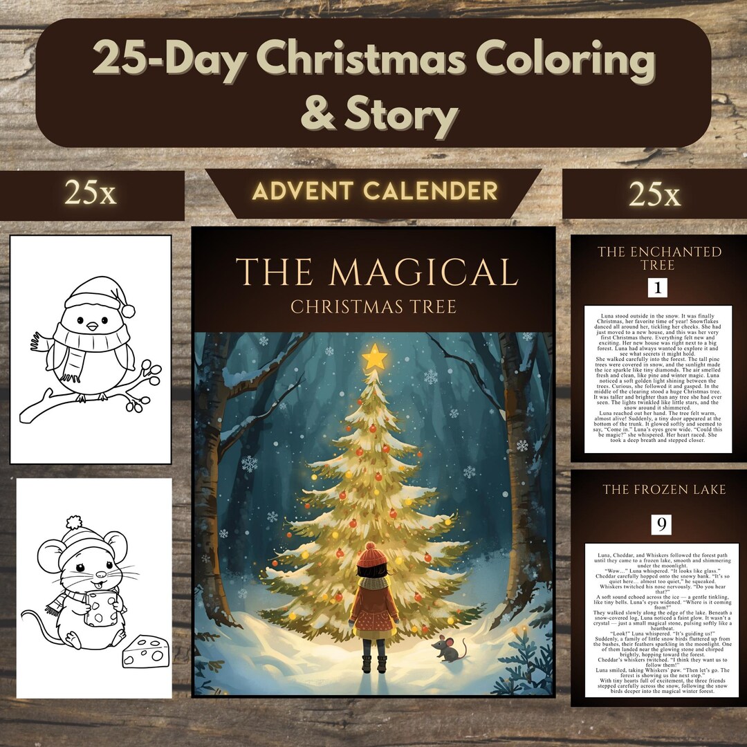 25-day Christmas Coloring Pages & Story Advent Calendar for Kids - Etsy
