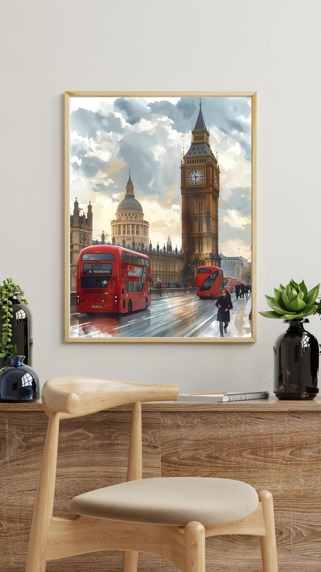 Big Ben & Red Bus Digital Painting - Etsy