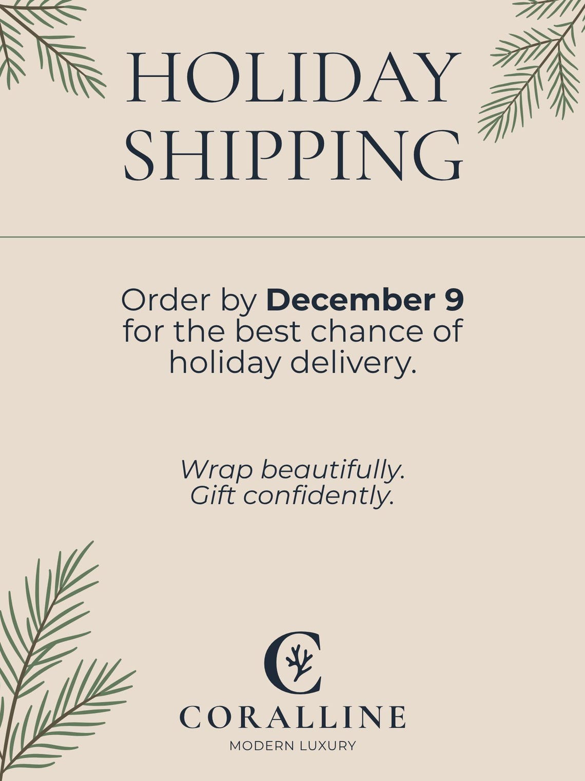 Crested Joy Wrapping Paper, Classic Navy Blue Typography Crest Wreath ...