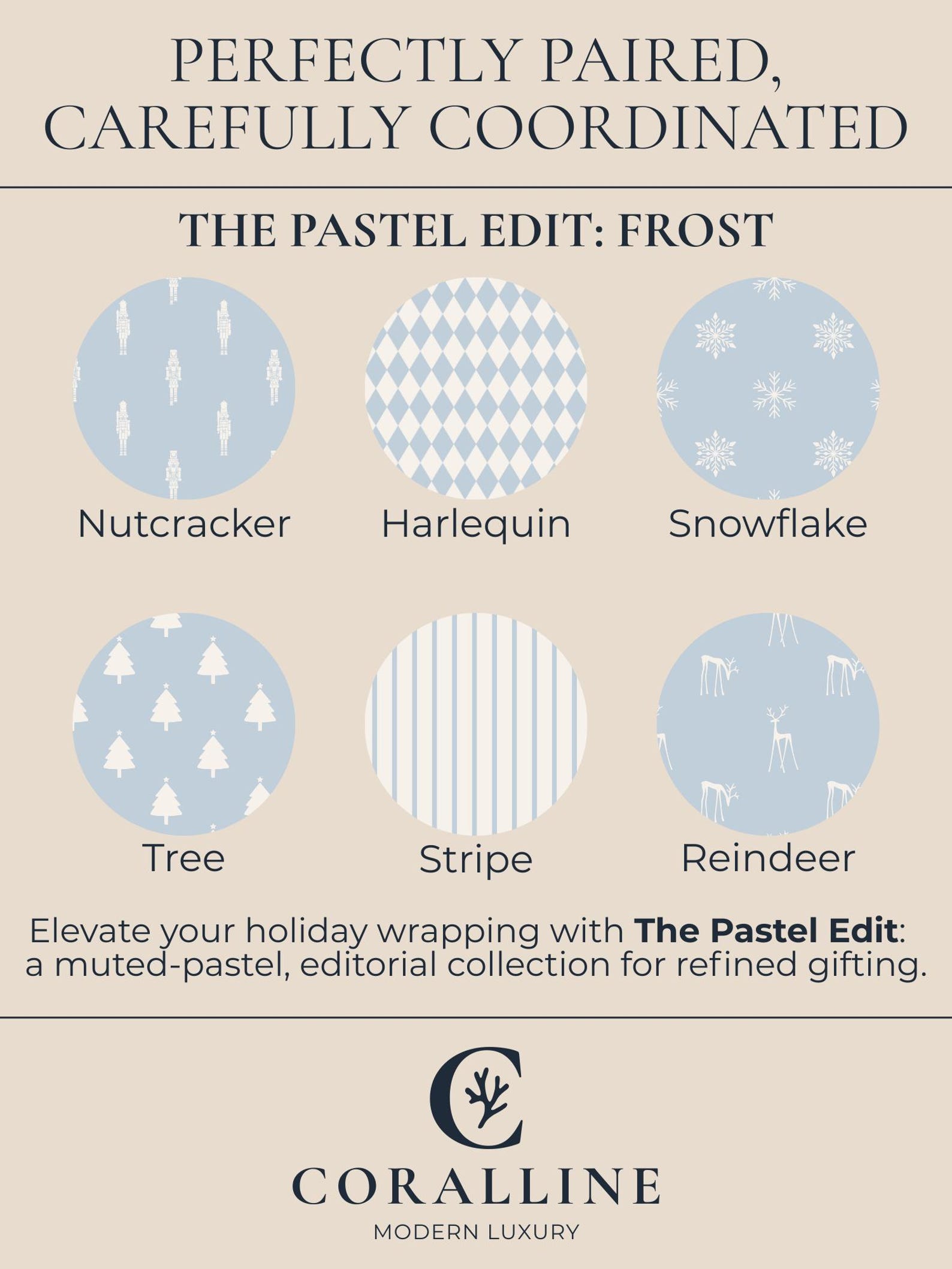 Blue Snowflake Wrapping Paper, Modern Light Frost Luxury Christmas Gift ...