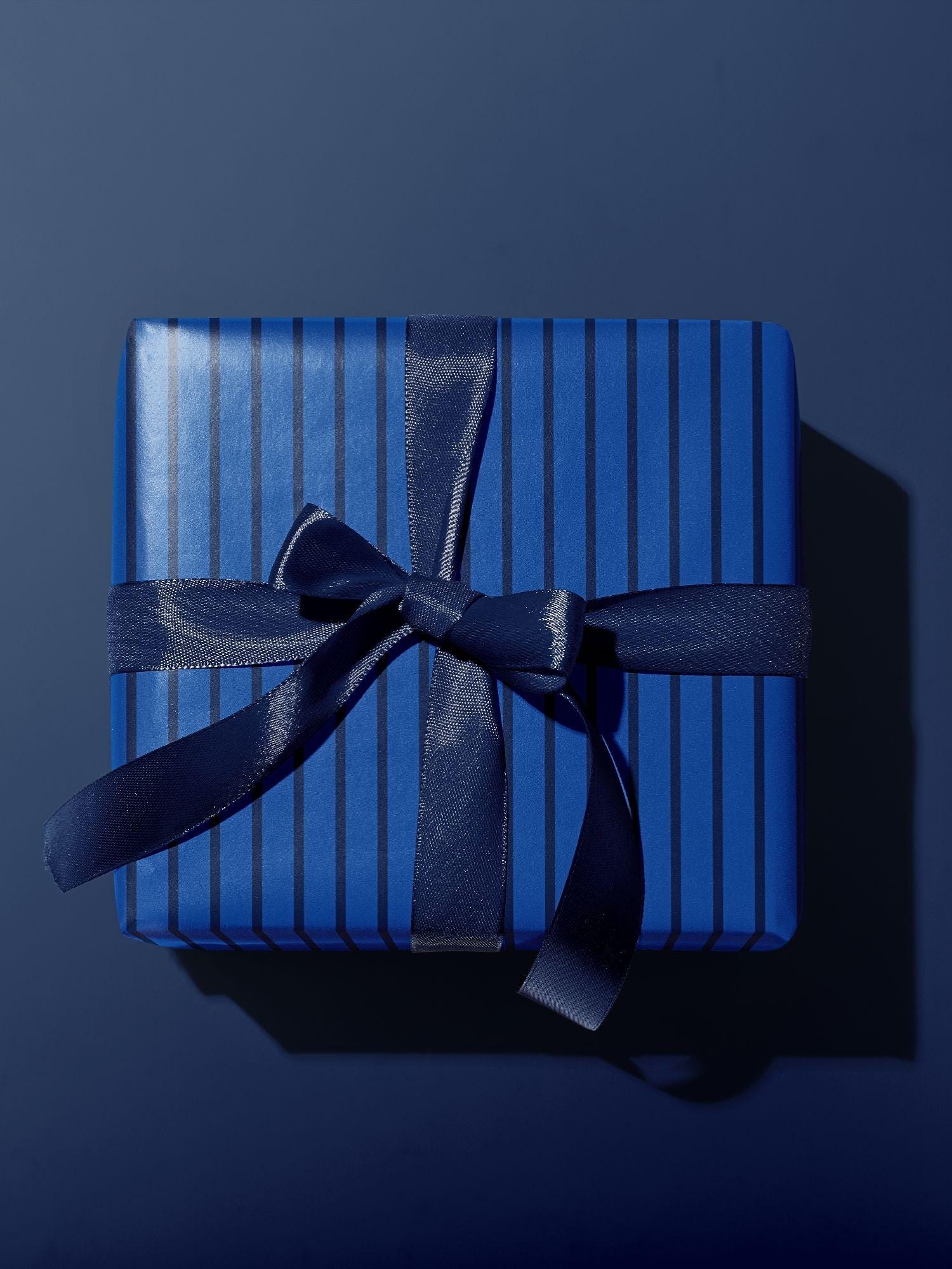 Luxury Blue Stripe Wrapping Paper, Monochromatic Sapphire Striped Gift ...