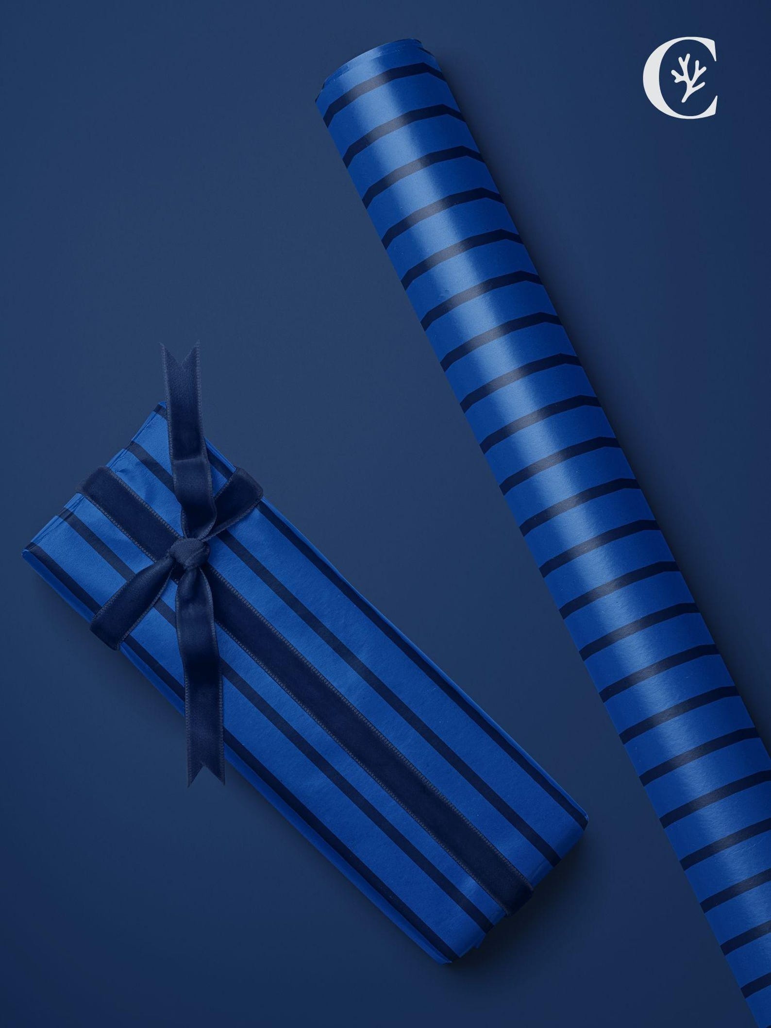 Luxury Blue Stripe Wrapping Paper, Monochromatic Sapphire Striped Gift ...