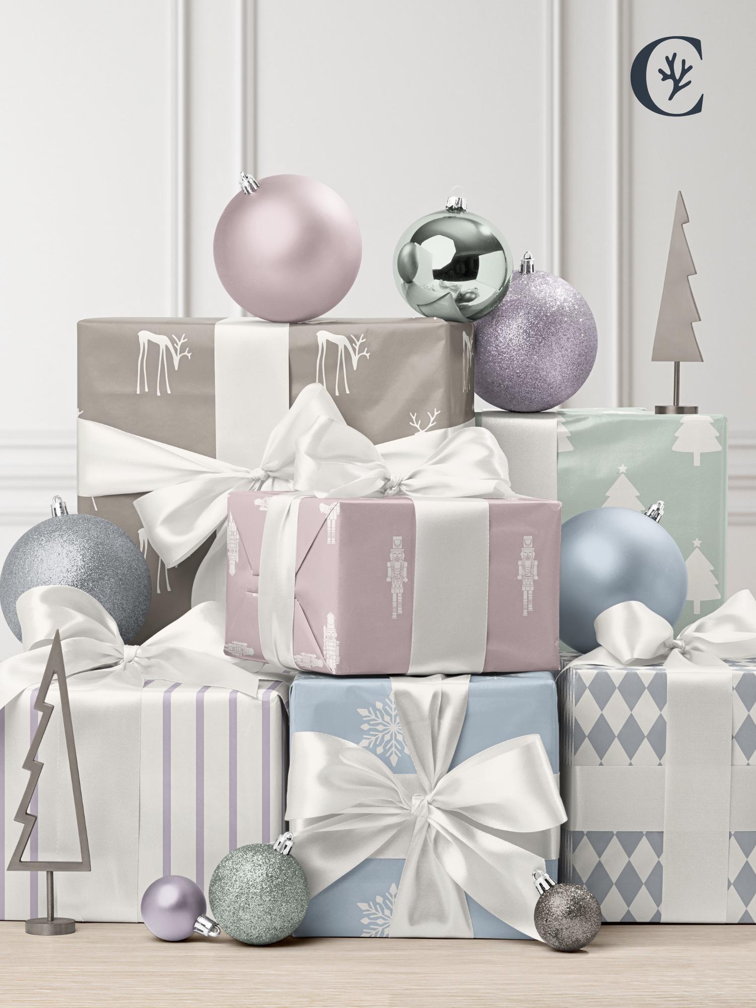 Blue Snowflake Wrapping Paper, Modern Light Frost Luxury Christmas Gift ...