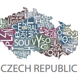 Typographic Map of the Czech Republic | Czechoslovakia Map | Country ...