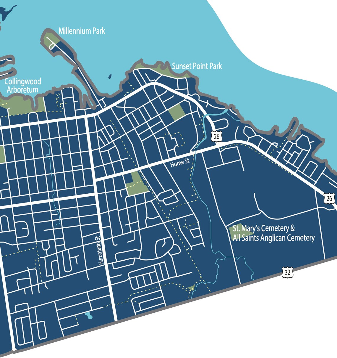 Typographic Map of Simcoe County Lake Simcoe Area Map - Etsy