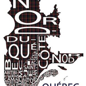 Typographic Map of Québec, Canada | Provincial Map | Canadian Map ...
