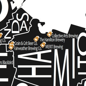 Typographic Map of the Breweries of Hamilton-wentworth | Ontario ...