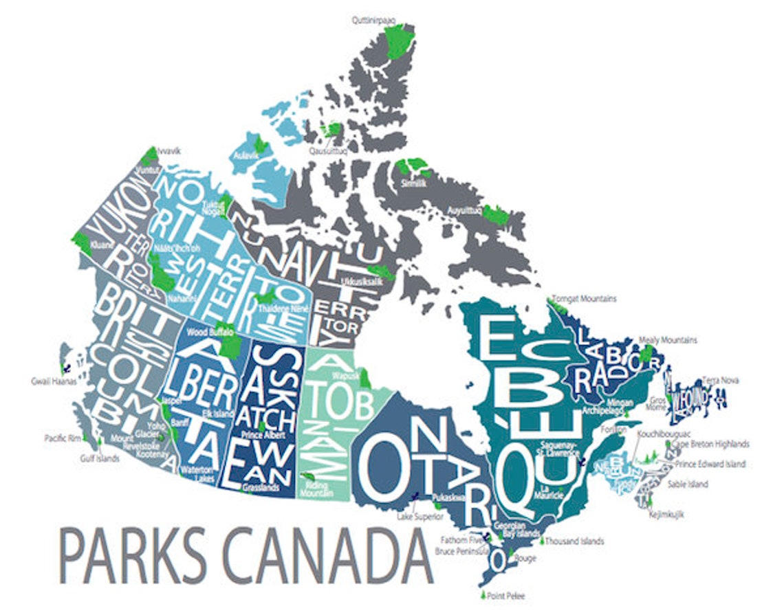 Typographic Map of Provincial Parks in PEI Prince Edward - Etsy Canada