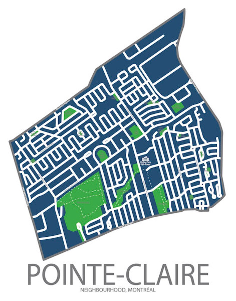 Typographic Map of the Pointe-claire Neighbourhood in - Etsy
