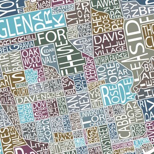 Typographic Map of Cabbagetown, Toronto, Ontario, Canada ...