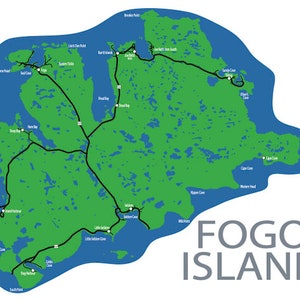 Typographic Map of Fogo Island, Newfoundland | Atlantic Ocean ...