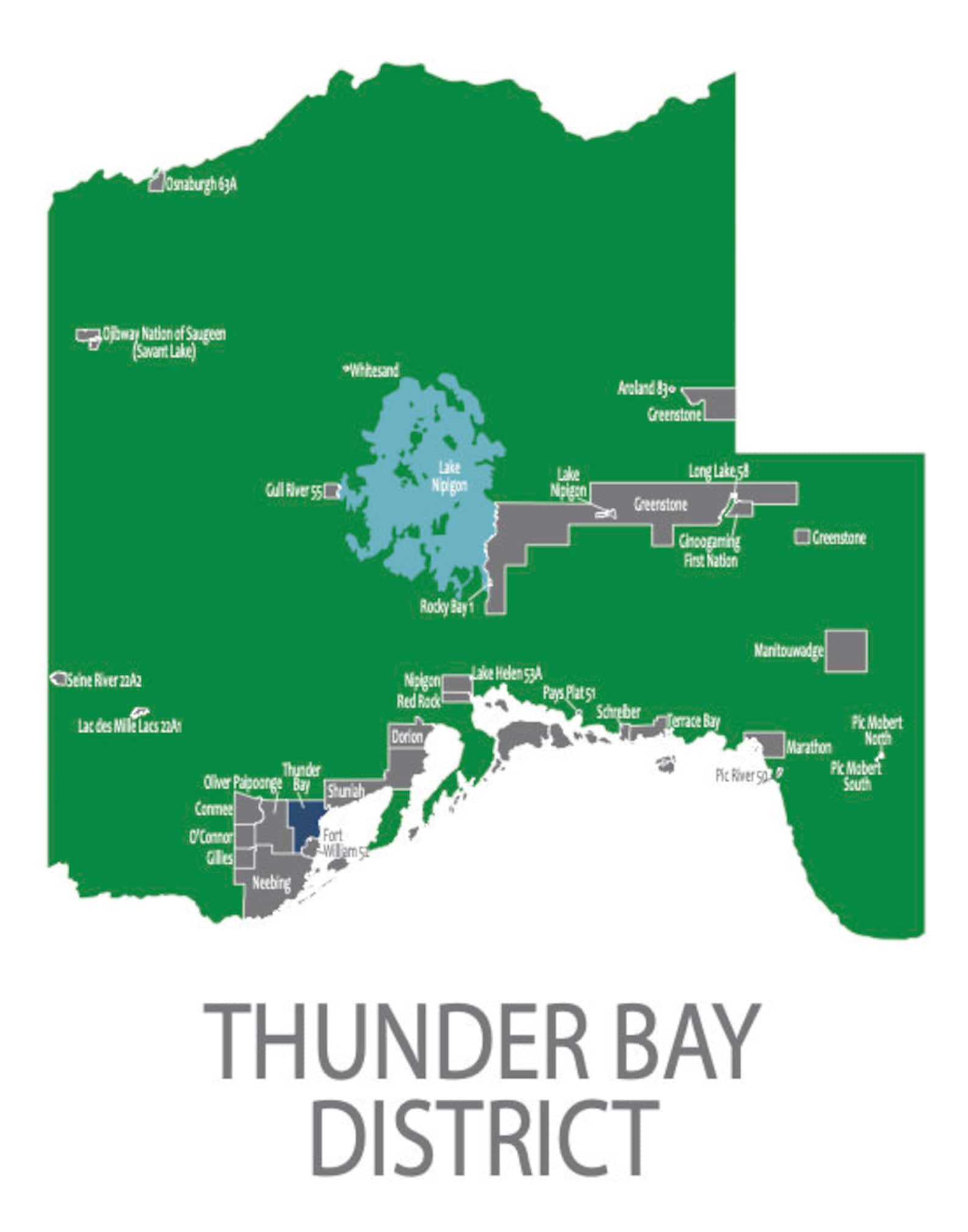 Typographic Map of Thunder Bay District Northern Ontario Map | Etsy