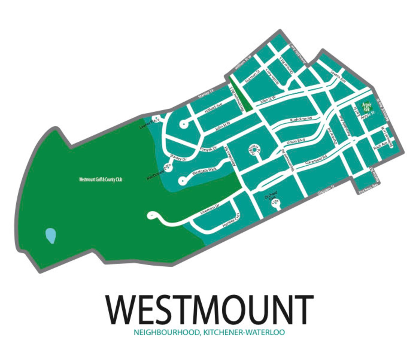 Typographic Map of the Westmount Neighbourhood in - Etsy