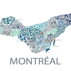 Typographic Map of the Pointe-claire Neighbourhood in Montreal, Ontario ...