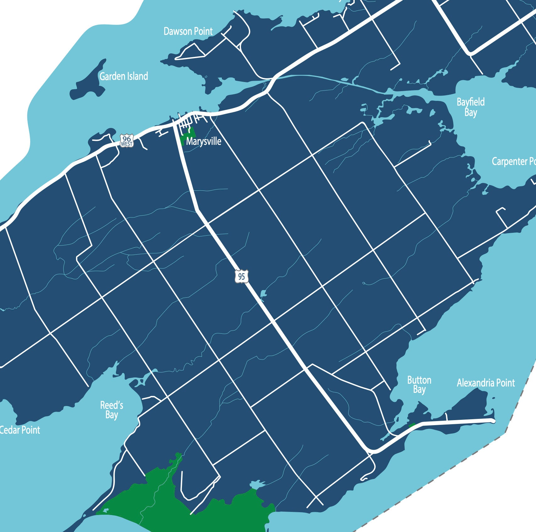 Typographic Map of Wolfe Island, Ontario, Canada | Thousand Islands ...