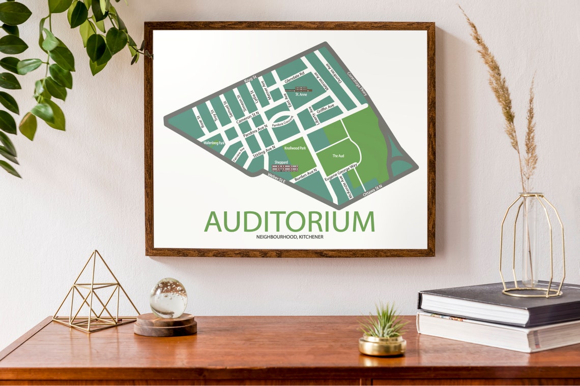 Typographic Map of the Auditorium Neighbourhood of Kitchener, Ontario ...