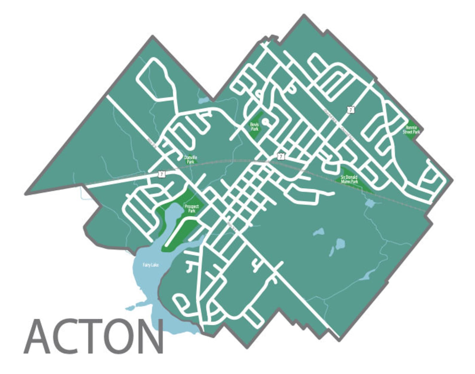 Typographic Map of Acton Ontario Halton Region Halton - Etsy