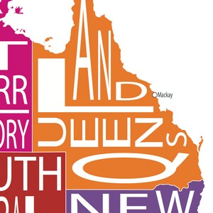 Typographic Map of Australia | Aussie Regional Map With Capitals ...