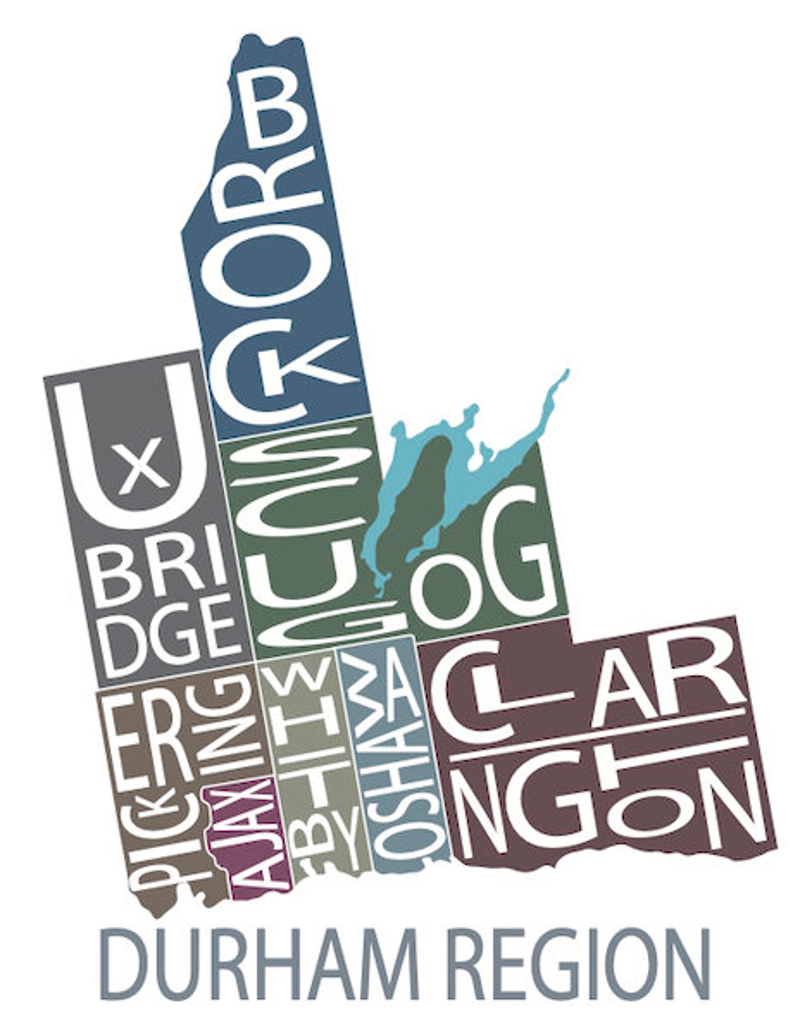 Typographic Map of Durham Region, Ontario | Ajax, Clarington, Oshawa ...