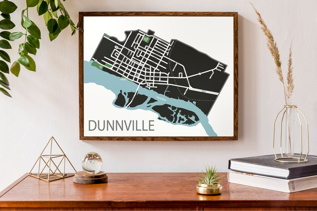 Typographic Map of Dunnville, Ontario | Haldimand County | City Map ...
