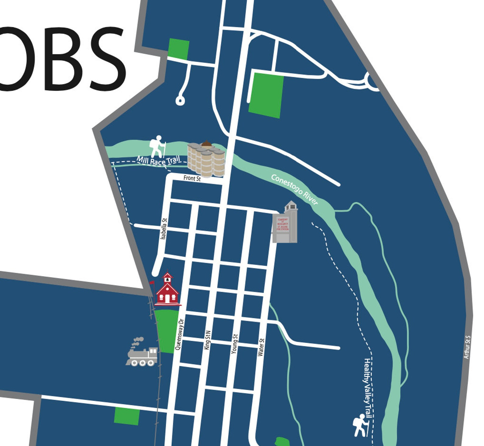 Typographic Map of St. Jacobs Ontario Waterloo Region Town - Etsy