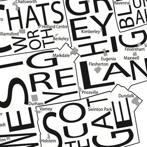 Typographic Map of Grey County | Georgian Bay Area Map | Ontario County ...