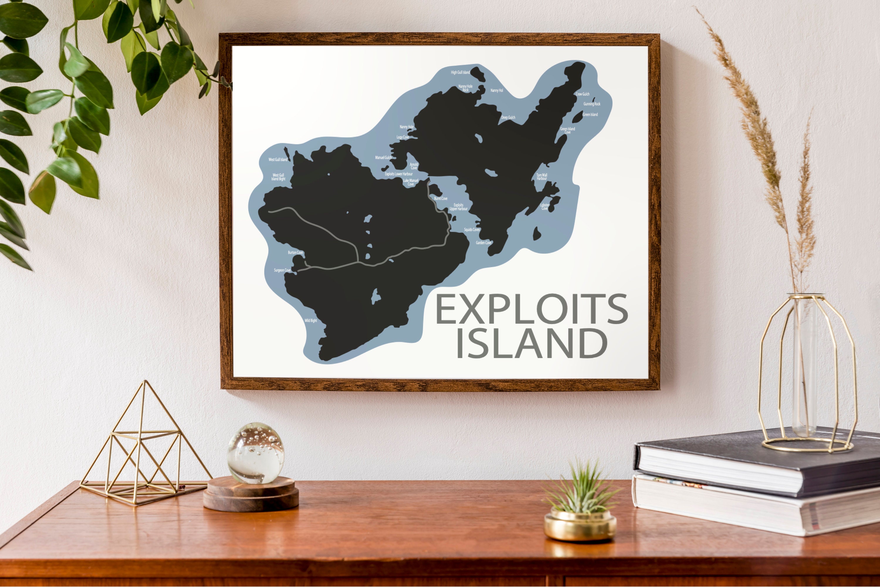 Typographic Map of Exploits Island, Newfoundland | Atlantic Ocean ...