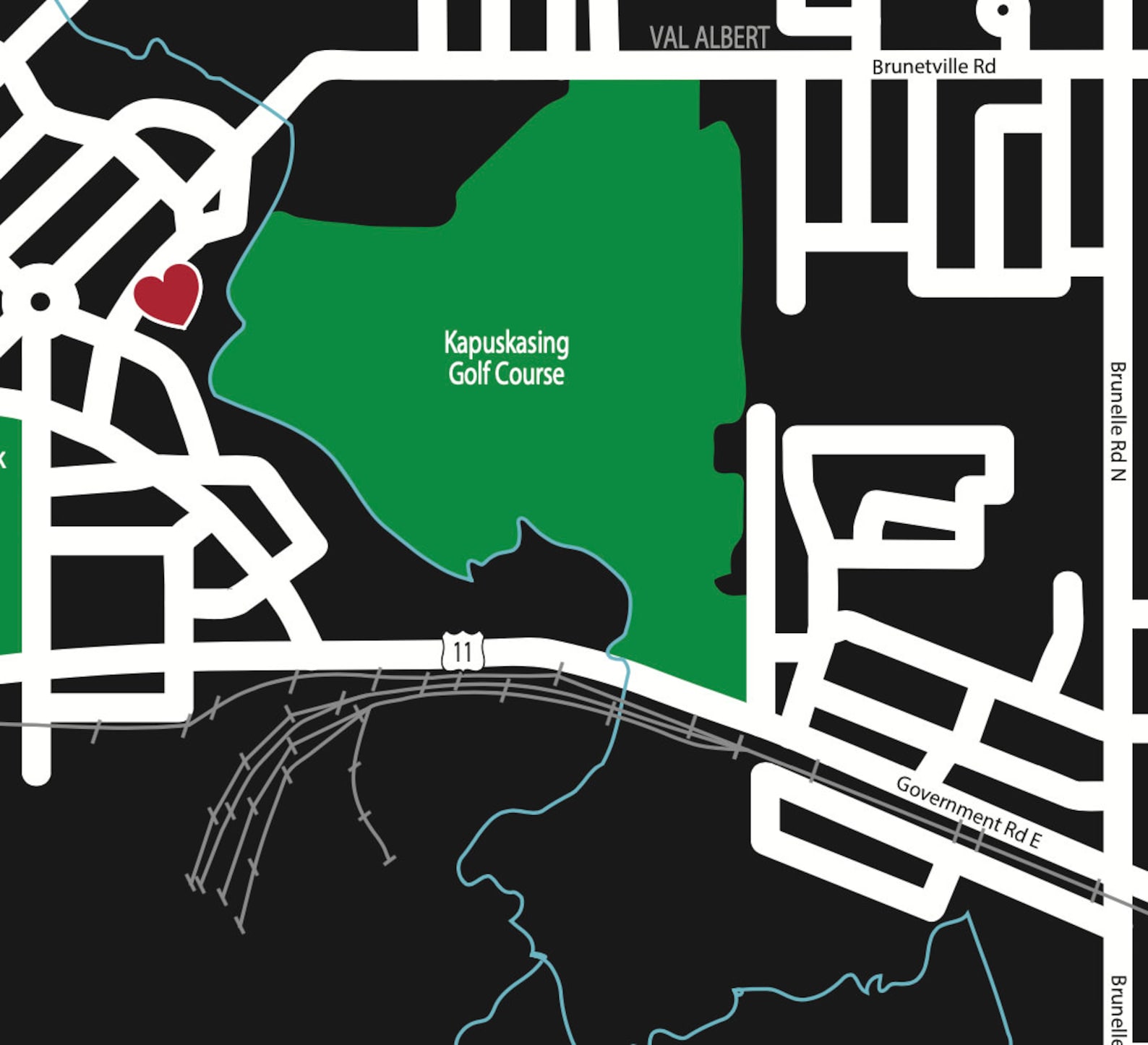 Typographic Map of Kapuskasing, Ontario | Cochrane District | City Map ...