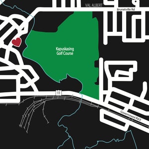 Typographic Map of Kapuskasing, Ontario | Cochrane District | City Map ...