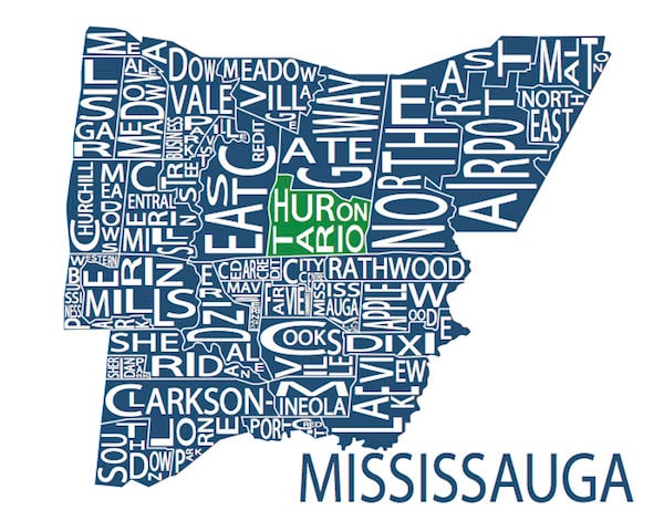 Typographic Map of Mississauga Neighbourhood Map City Map | Etsy