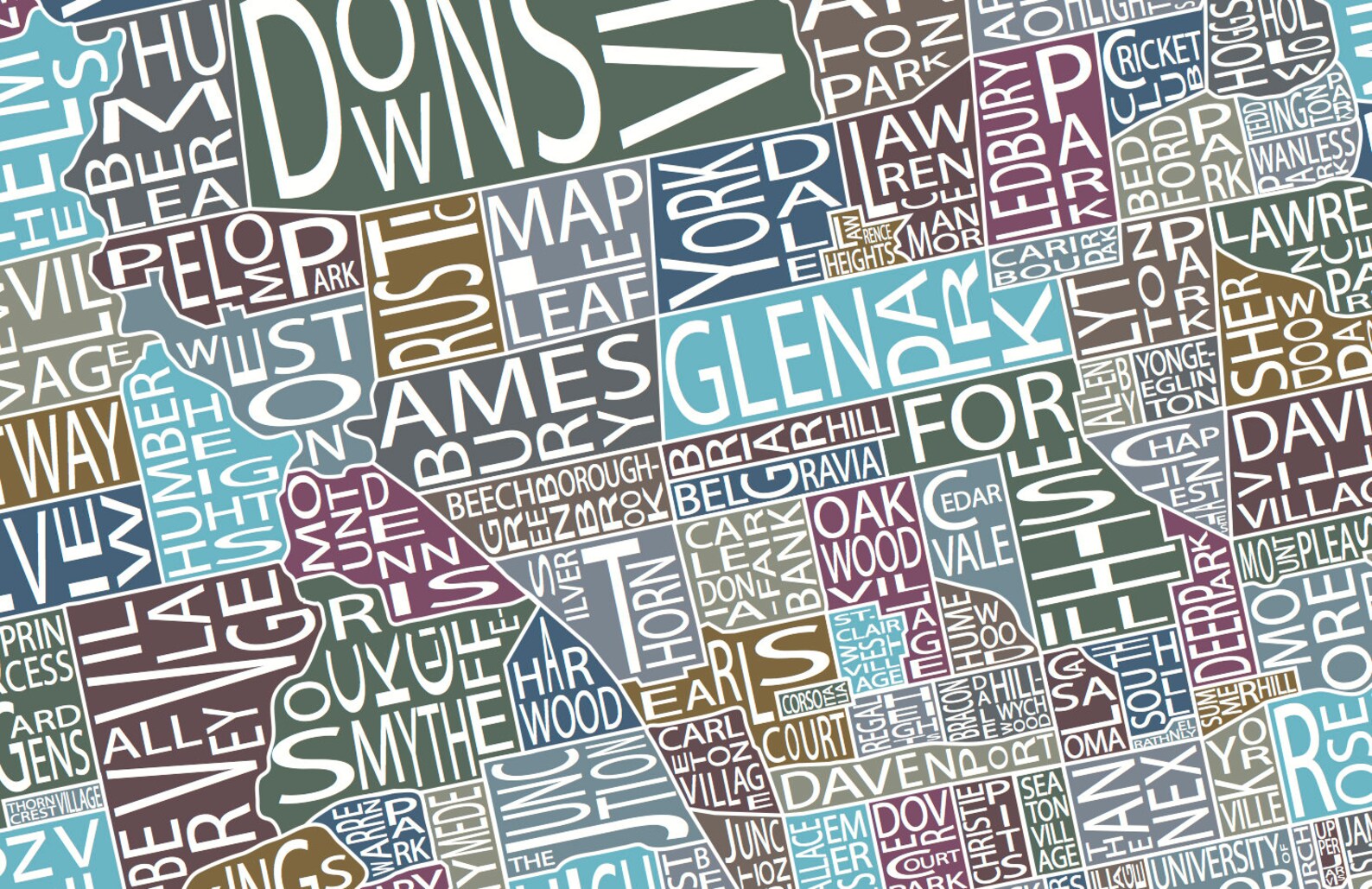 Typographic Map of Weston, Toronto, Ontario Toronto Neighbourhood Map ...