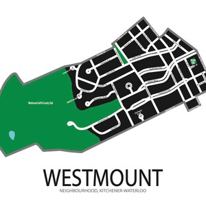 Typographic Map of the Westmount Neighbourhood in Kitchener-waterloo ...