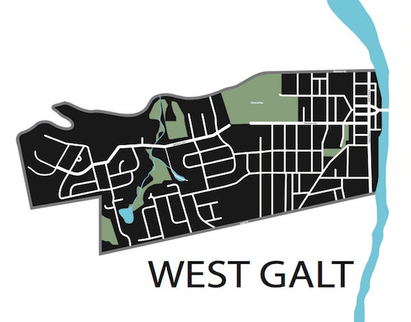 Typographic Map of Galt in Cambridge Ontario City Map Print - Etsy UK