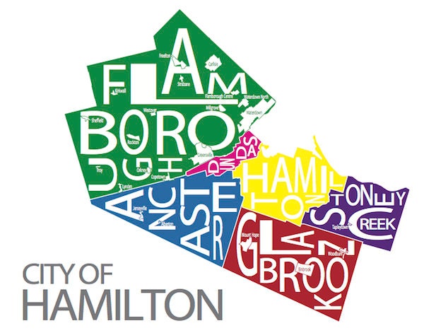 Typographic Map of Hamilton | Hamilton Wentworth Map | City Map Print ...