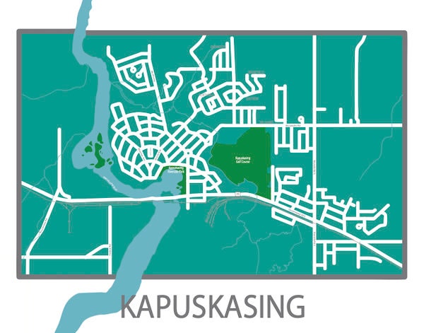 Typographic Map of Kapuskasing Ontario Cochrane District | Etsy