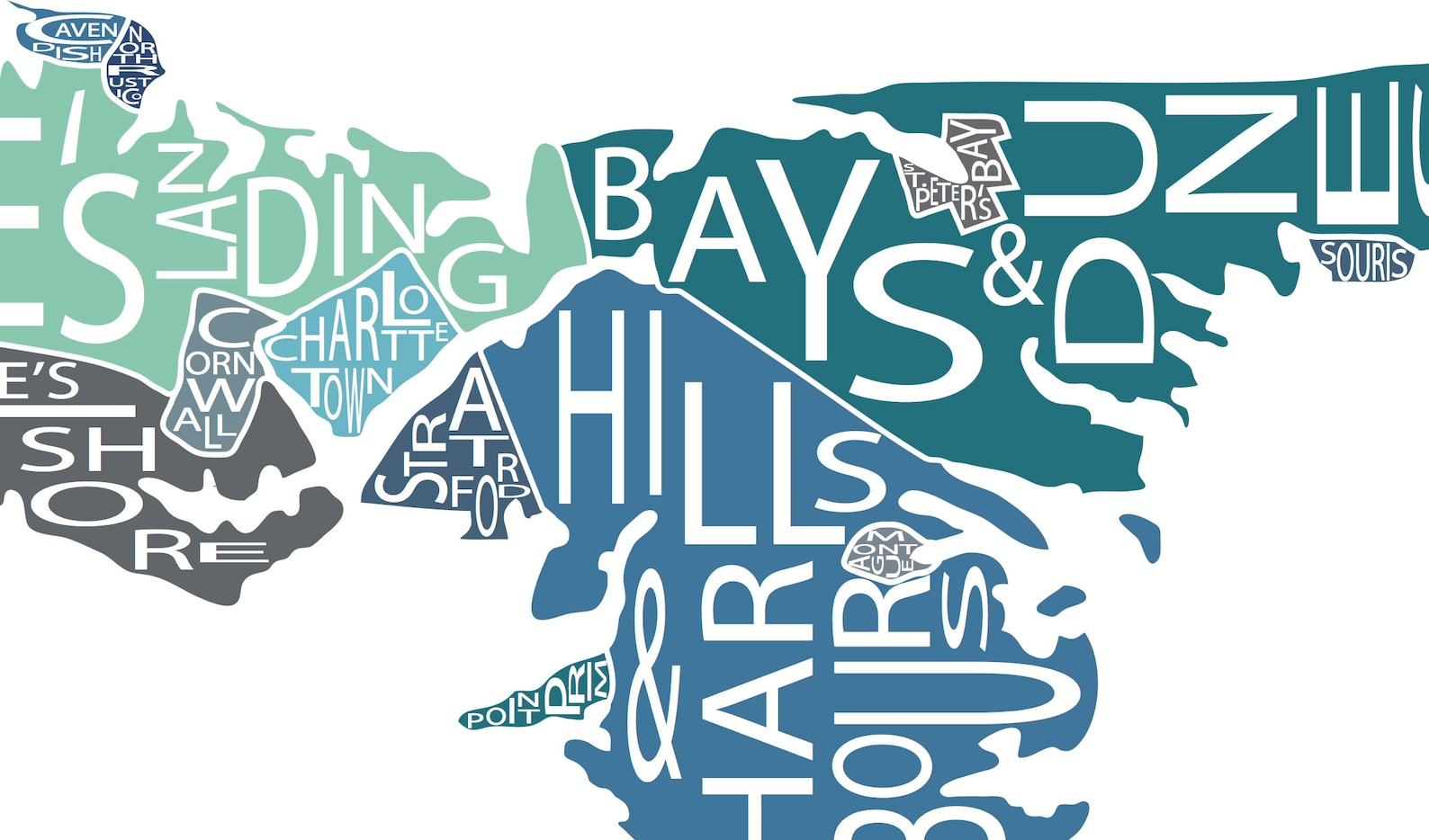 Typographic Map of Prince Edward Island Map of PEI Canada | Etsy