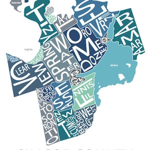 Typographic Map of Collingwood | Ontario Map Poster | City Map Print ...