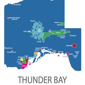 Typographic Map of Thunder Bay District | Northern Ontario Map | Canada ...