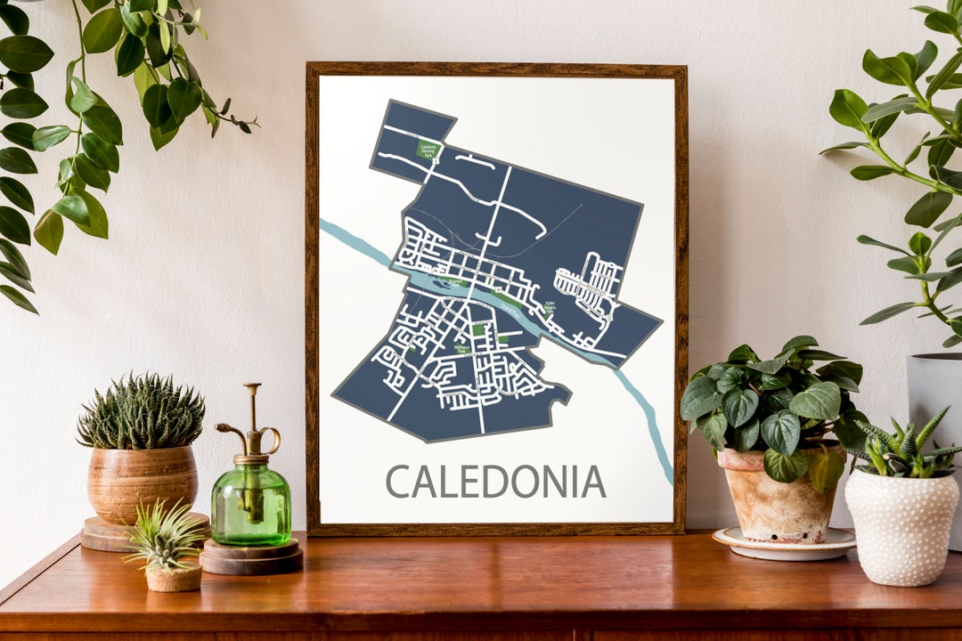 Typographic Map of Caledonia, Ontario | Haldimand County | City Map ...