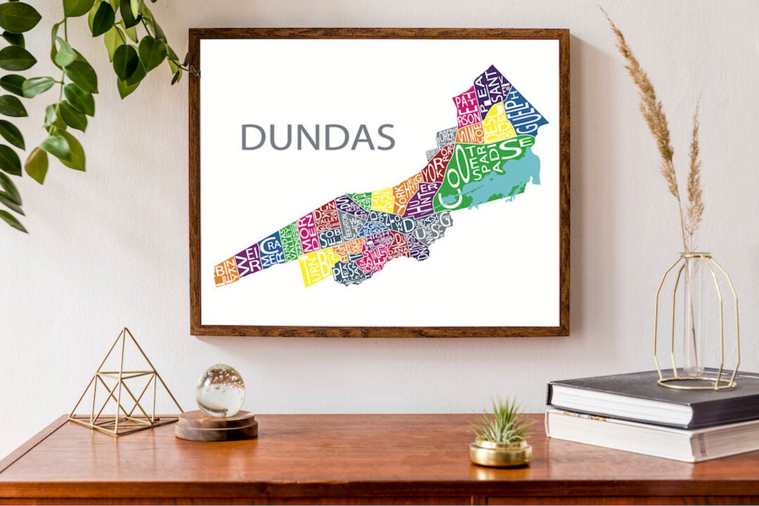 Typographic Map of Dundas, Ontario | Neighbourhood Map | Hamilton City ...