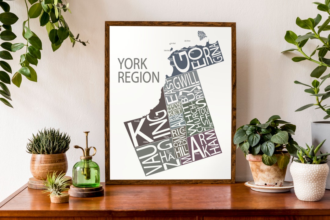 Typographic Map of York Region, Ontario | Markham, Newmarket, Richmond ...