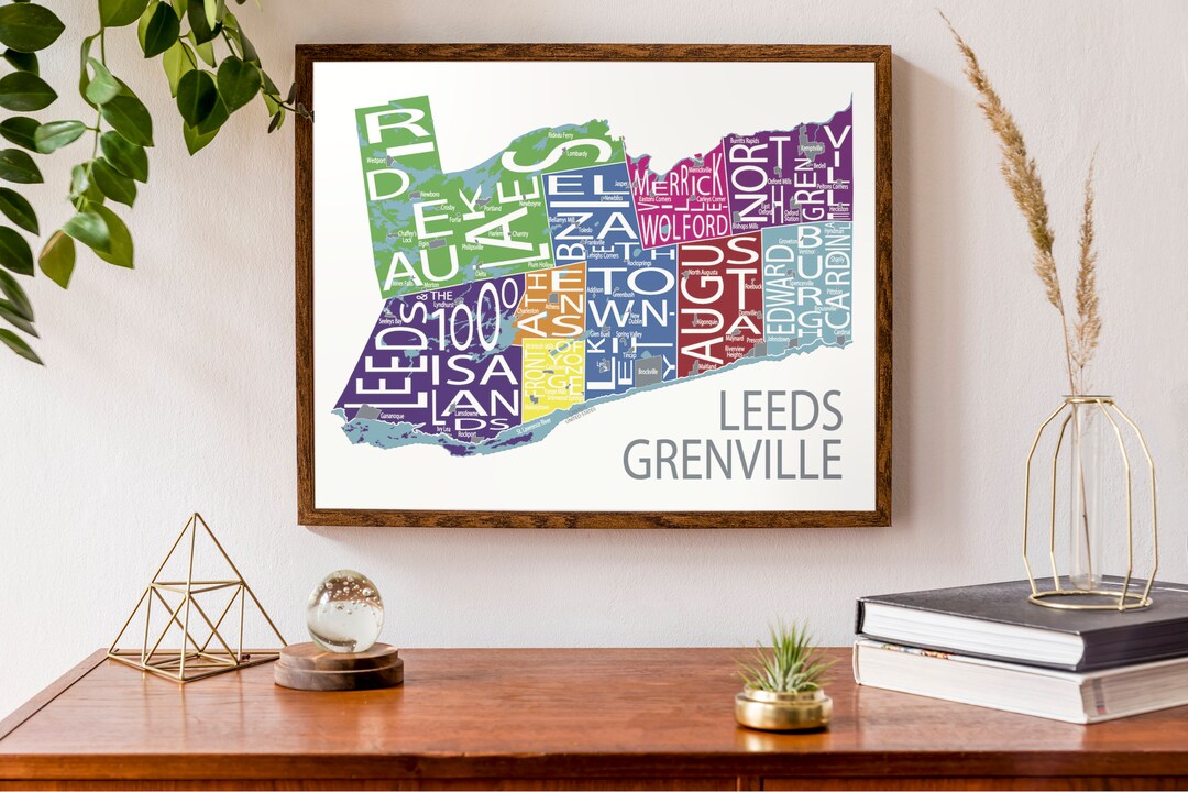 Typographic Map of Leeds Grenville County Brockville - Etsy