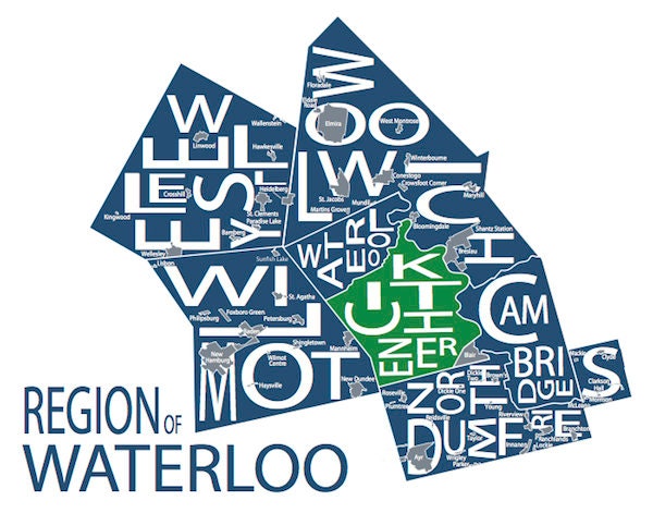 Typographic Map of the Region of Waterloo | Kitchener, Waterloo ...