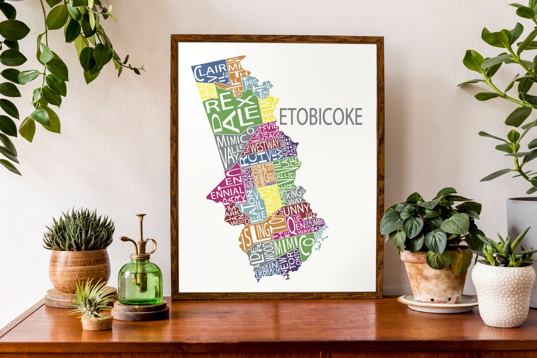 Typographic Map of Etobicoke in Toronto Neighbourhood Map City Map ...