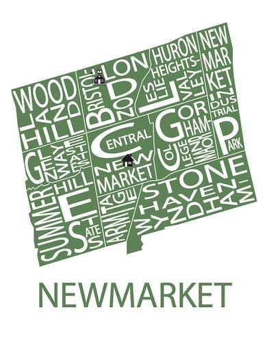 Typographic Map of Newmarket | Neighbourhood Map Art | City Map Print ...