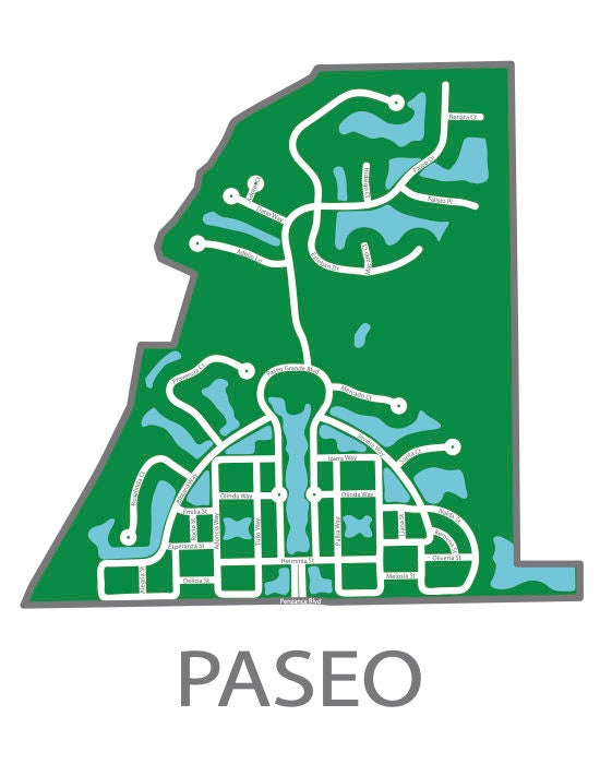 Typographic Map of Paseo Fort Myers Florida Lee County | Etsy Canada